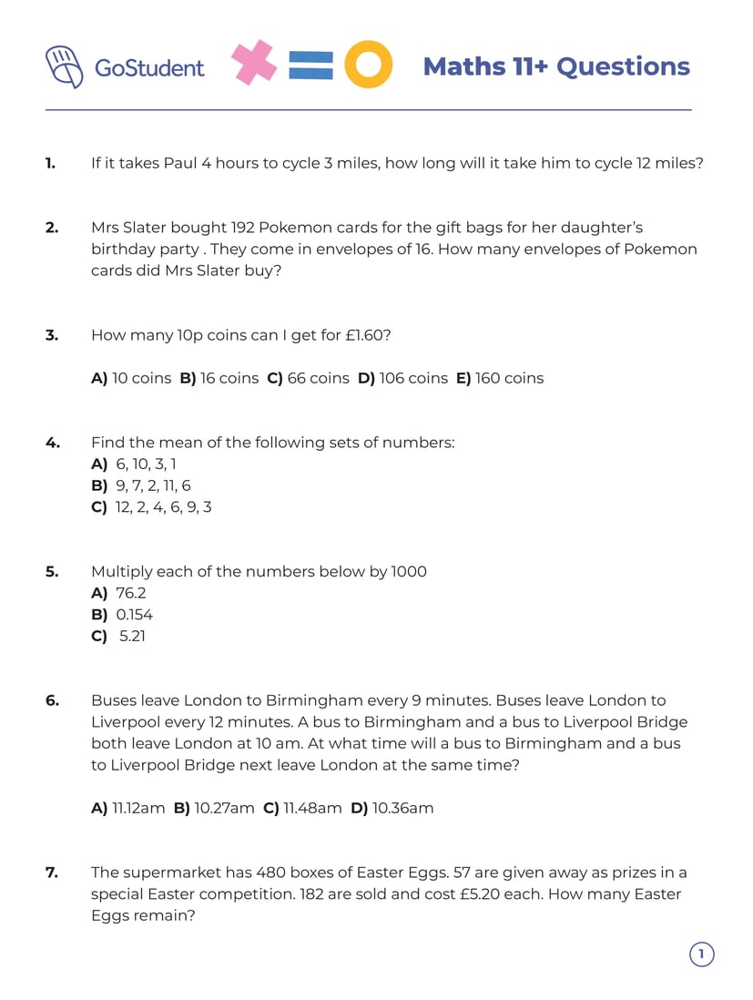 Free 11+ Exam Papers With Answer Sheets | GoStudent