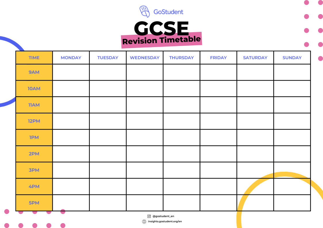 GCSE Revision Timetable | GoStudent | GoStudent